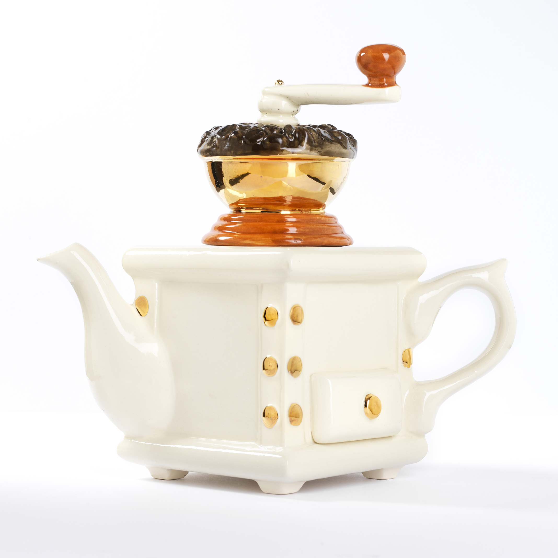 Novelty Coffee Grinder Teapot - White - Carters of Suffolk